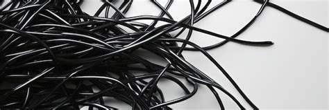 Abstract Black Cables On White Background Minimalist Photography Premium Ai Generated Image