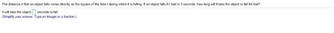 Solved The Distance D That An Object Falls Varies Directly