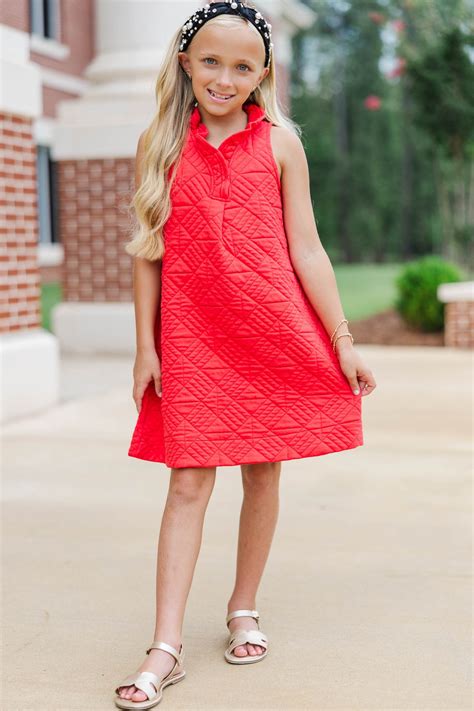 Girls Never Better Red Textured Dress Shop The Mint