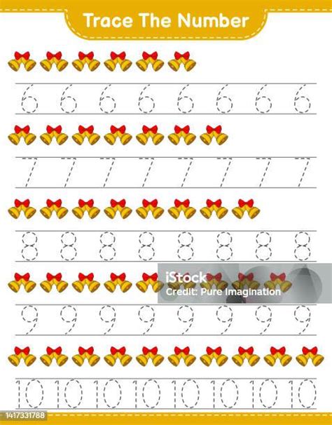 숫자를 추적합니다 크리스마스 벨과 숫자를 추적 교육 어린이 게임 인쇄 워크 시트 벡터 일러스트레이션 0명에 대한 스톡 벡터 아트 및 기타 이미지 Istock