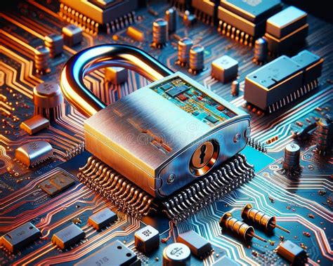 Computer Security Passwords Protected Codes Microchip Circuit Board Electronics Internet Safety