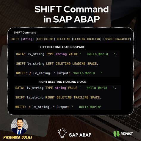 Rashmika Dulaj On Linkedin Sapabap Shiftcommand Stringmanipulation