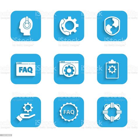 브라우저 설정 텍스트 Faq Life Buoy 체크리스트 24 시간 서비스 손 설정 방패 및 지원 연산자 터치 아이콘레이블 벡터 24 시간 영업 표시에 대한 스톡 벡터 아트