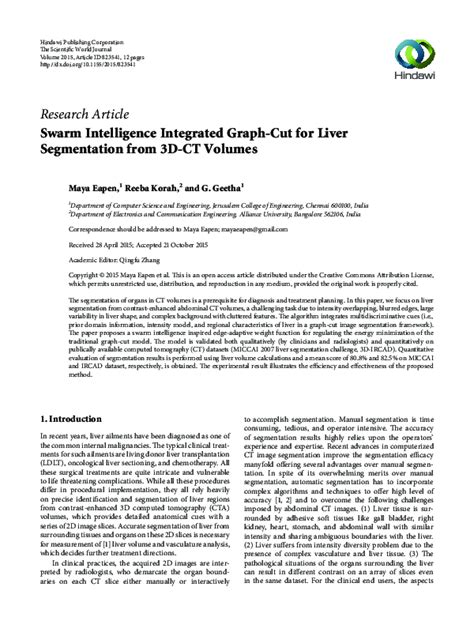 Pdf Swarm Intelligence Integrated Graph Cut For Liver Segmentation