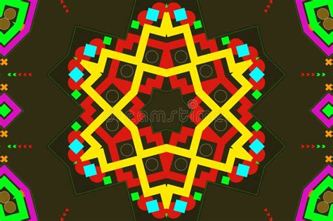 Modern Symmetrical Ornament And Shapes With Mandala Art Style Background Design Stock