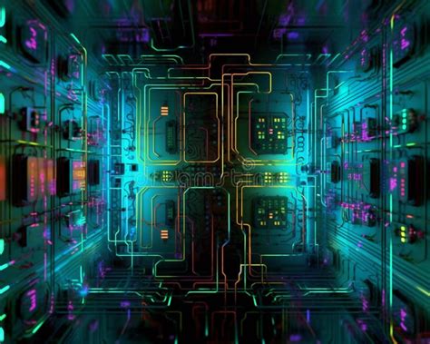 Colorful Wall Circuit Texture Image 3d Effect Stock Illustration