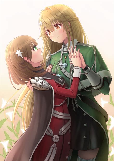 Safebooru 2girls Alternate Color Blonde Hair Braid Brown Hair Cape