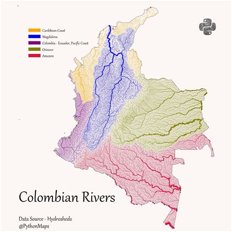 Colombia Rivers Map