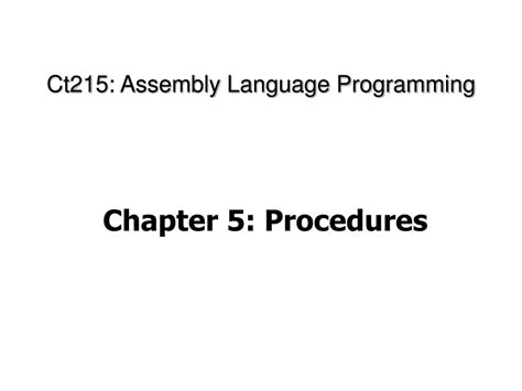 Ppt Ct215 Assembly Language Programming Powerpoint Presentation Free Download Id5829328