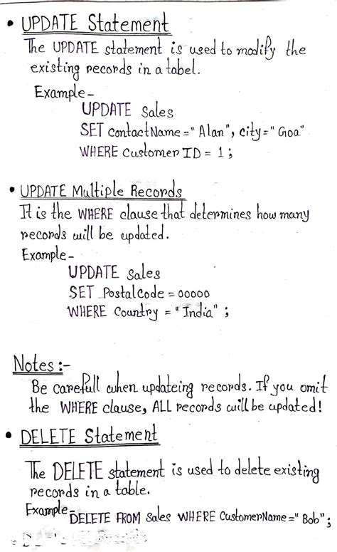 SQL Notes Handwritten PDF Enhance Your Database Knowledge Connect 4 Techs
