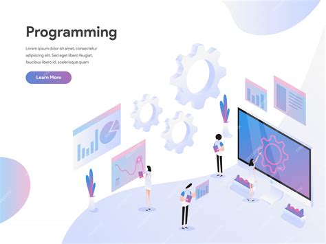 Premium Vector Computer Programming Isometric Illustration Concept