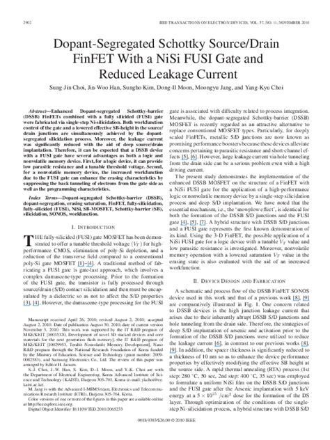 pdf dopant segregated schottky source drain finfet with a nisi fusi