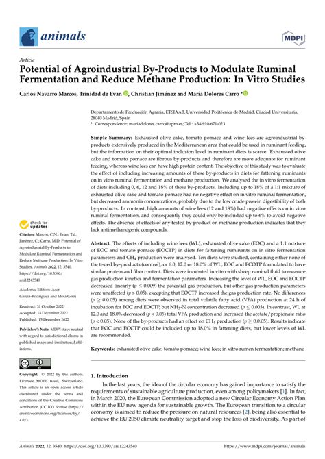 Pdf Potential Of Agroindustrial By Products To Modulate Ruminal