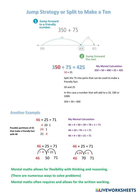 Addition Chill5 Math Addition Jump Strategy And Partition To Make Worksheets Library