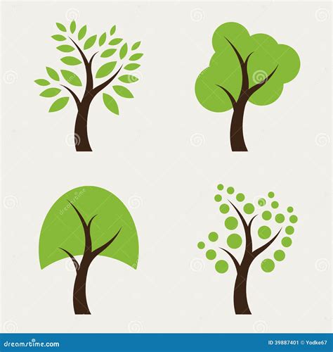 Set Of Tree Icons Stock Illustration Illustration Of Bush