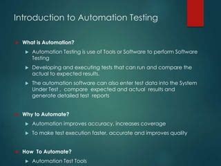 Introduction To Automation Testing PPTX Internet Computing