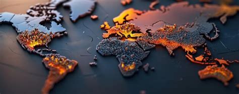 Global Map Showcasing Densely Illuminated City Clusters In Various Regions Highlighting