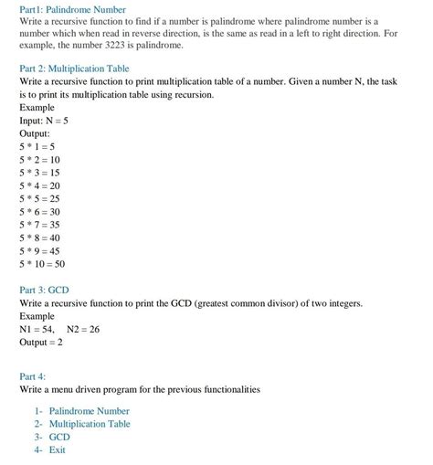 Solved Part 1 Palindrome Number Write A Recursive Function
