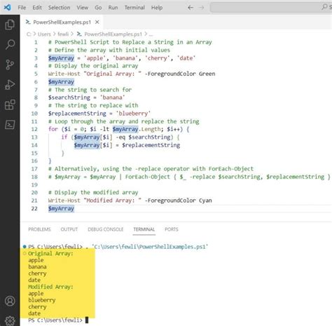 How To Replace A String In An Array Using Powershell