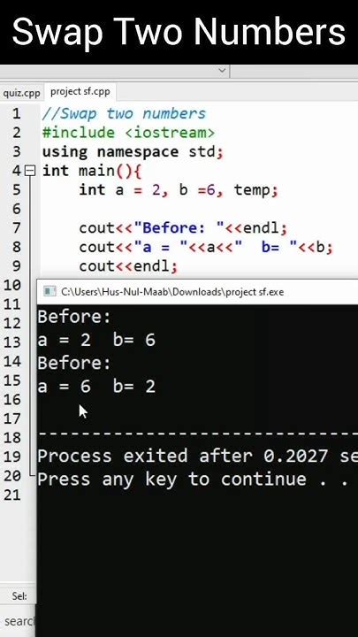 Swap Two Numbers In C Shorts Cpp Swap Programming Coding Viral