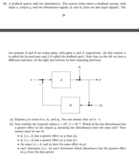 solved 66 a feedback system with two disturbances the