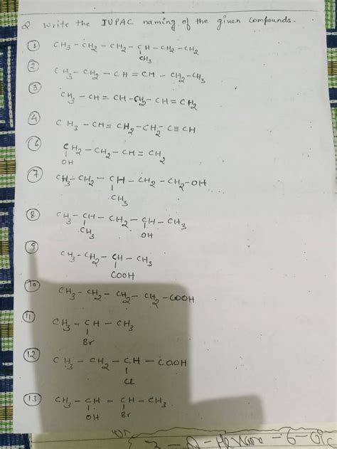 write the iupac naming of the given compounds filo
