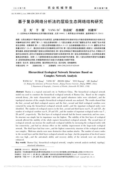Pdf Hierarchical Ecological Network Structure Based On Complex