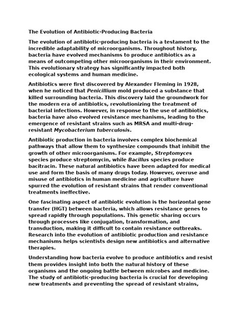 The Evolution Of Antibiotic Producing Bacteria Pdf Bacteria