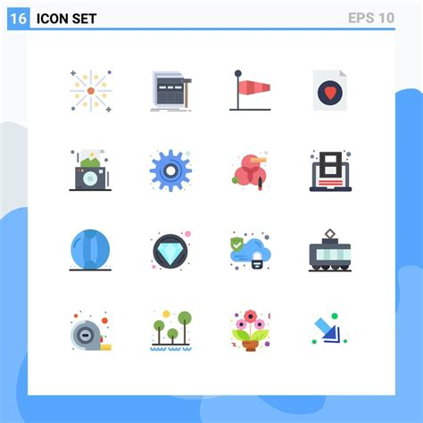 Set Of 16 Modern Ui Icons Symbols Signs For File Document Webpage Wind Flag Editable Pack Of
