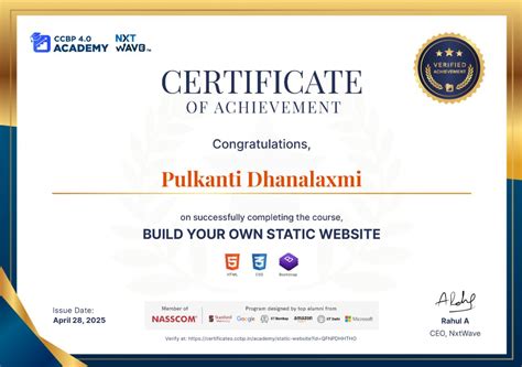 Webdevelopment Html Css Staticwebsite Learningbydoing Certificate