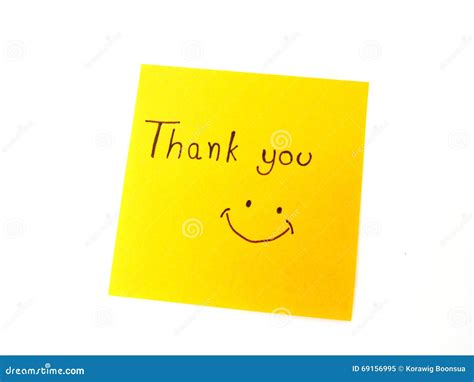 Thank You On Post It Note Stock Image Image Of Shadow 69156995