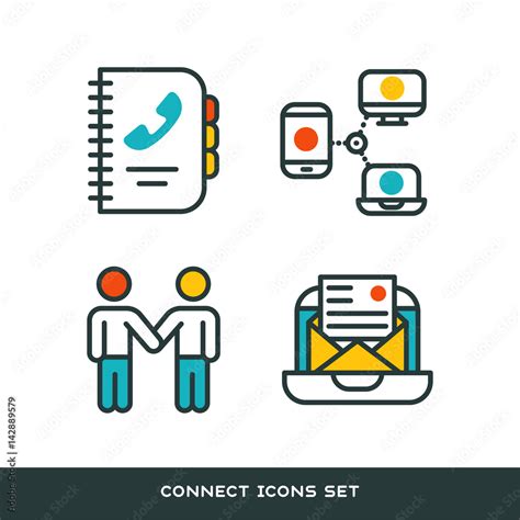 Thin Lines Connection Icons Outline Set Of Big Data Center Group Cloud Computing System Internet