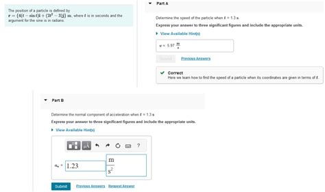 Solved Part Bdetermine The Normal Component Of Acceleration