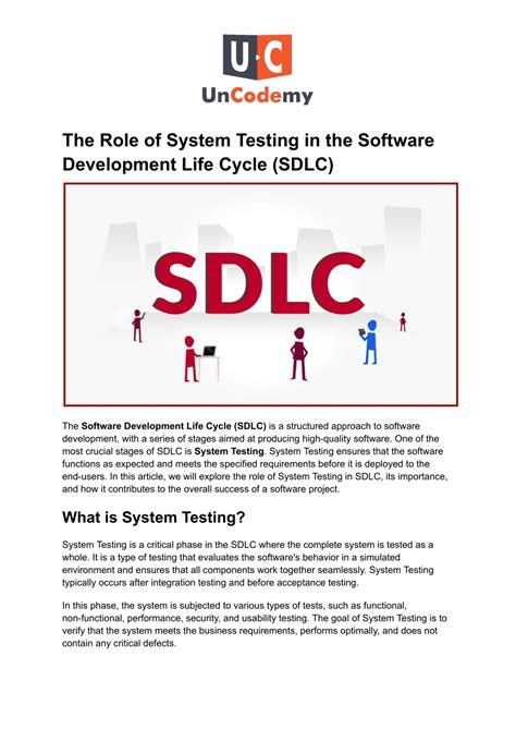 Ppt The Role Of System Testing In The Software Development Life Cycle Sdlc Powerpoint