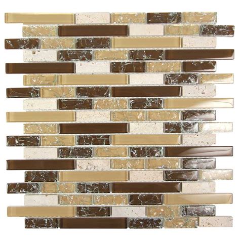Kaia Brown Mix Interlocking Linear Glass Mosaic Tile