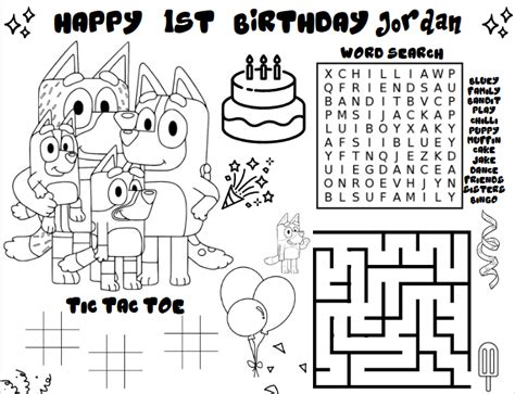 Bluey And Bingo Birthday Printable Activity Sheet Artofit