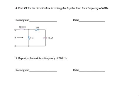 solved find zt for the circuit below in rectangular and polar