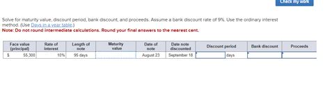 Solved Solve For Maturity Value Discount Period Bank