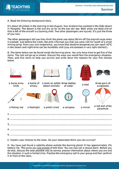 Critical Thinking And Problem Solving Esl Activities Lessons And Worksheets Artofit