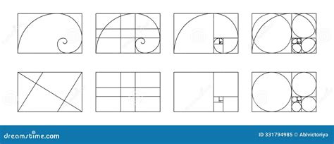 Set Of Golden Ratio Templates Fibonacci Sequence Grids Logarithmic