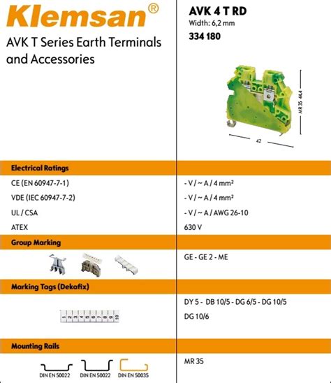 Klemsan AVK 4 T RD - 4 mm2 bridge bridg | AVK - Screw Type Terminal ...
