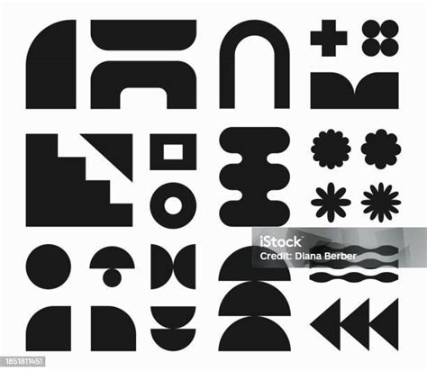 Abstact Y2k 모양 복고풍 기하학적 도형 및 형태 스티커 및 배지 꽃 벡터 일러스트 레이 션 장식 디자인 요소의 집합입니다 모양에 대한 스톡 벡터 아트 및 기타