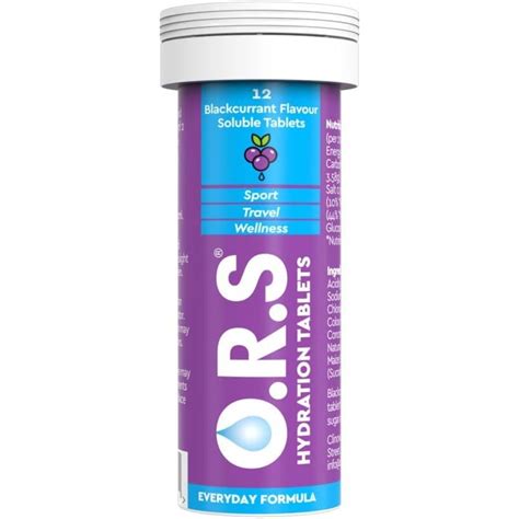 Ors Hydration Tablets With Electrolytes Blackcurrant Flavour 12