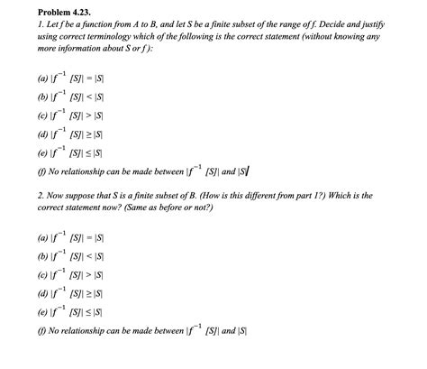 solved problem 4 23 1 let f be a function from a to b and