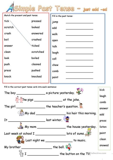 Simple Past Tense Add Ed English Esl Worksheets For Distance