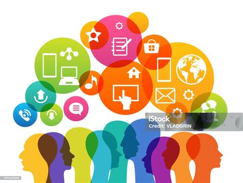 소셜 미디어 개념 글로벌 컴퓨터 네트워크의 통신 웹 및 모바일 서비스를 위한 플랫 디자인 개념 아이콘을 설정합니다 전화번호부에 대한 스톡 벡터 아트 및 기타 이미지 Istock