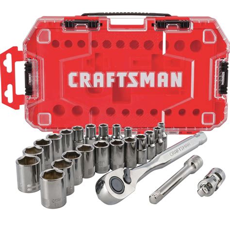 Craftsman Cmmt12028 24 Pc 1 4 6 Point Socket Set W Ratchet And Case Sae
