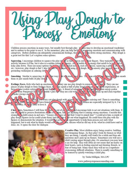 Using Playdough To Process Emotions Free Pdf Download Emotions