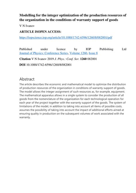 pdf modelling for the integer optimization of the production