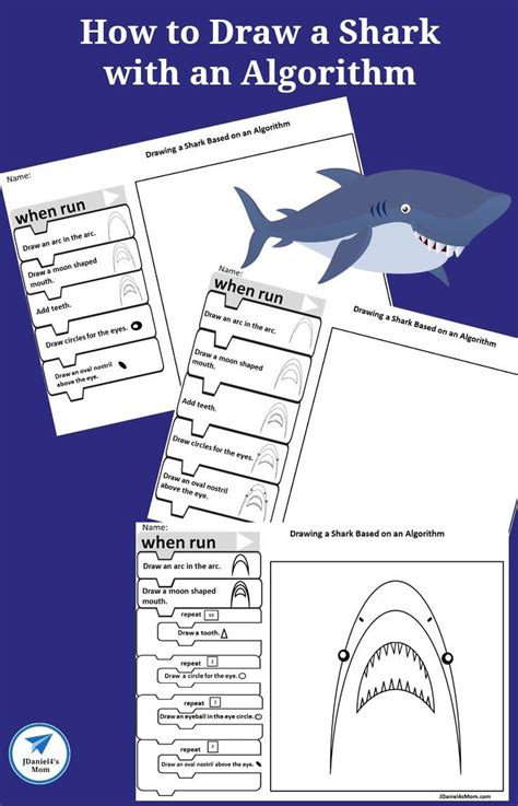 Free How To Draw A Shark With An Algorithm Worksheet Set Jdaniel4s